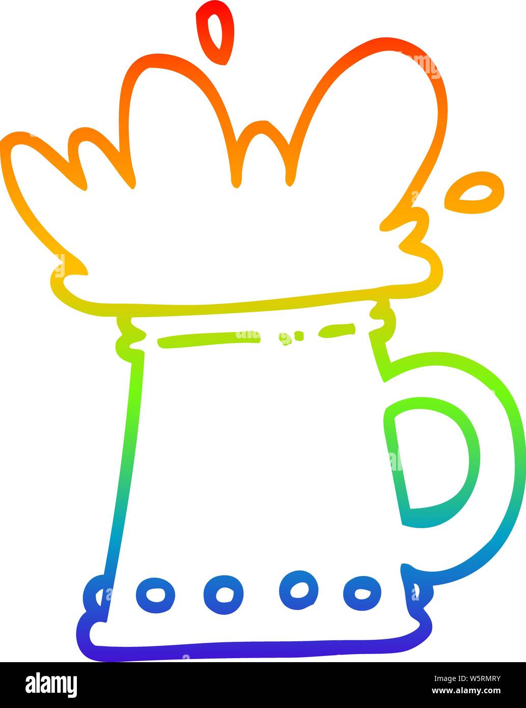 rainbow gradient line drawing of a cartoon beer tankard Stock Vector ...