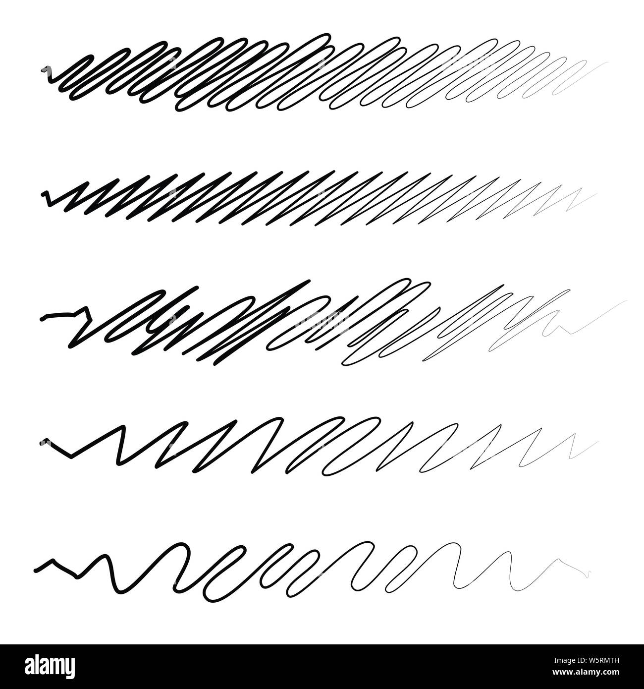 Squiggle / squiggly wavy line stripe set of 5 Stock Vector Image & Art ...