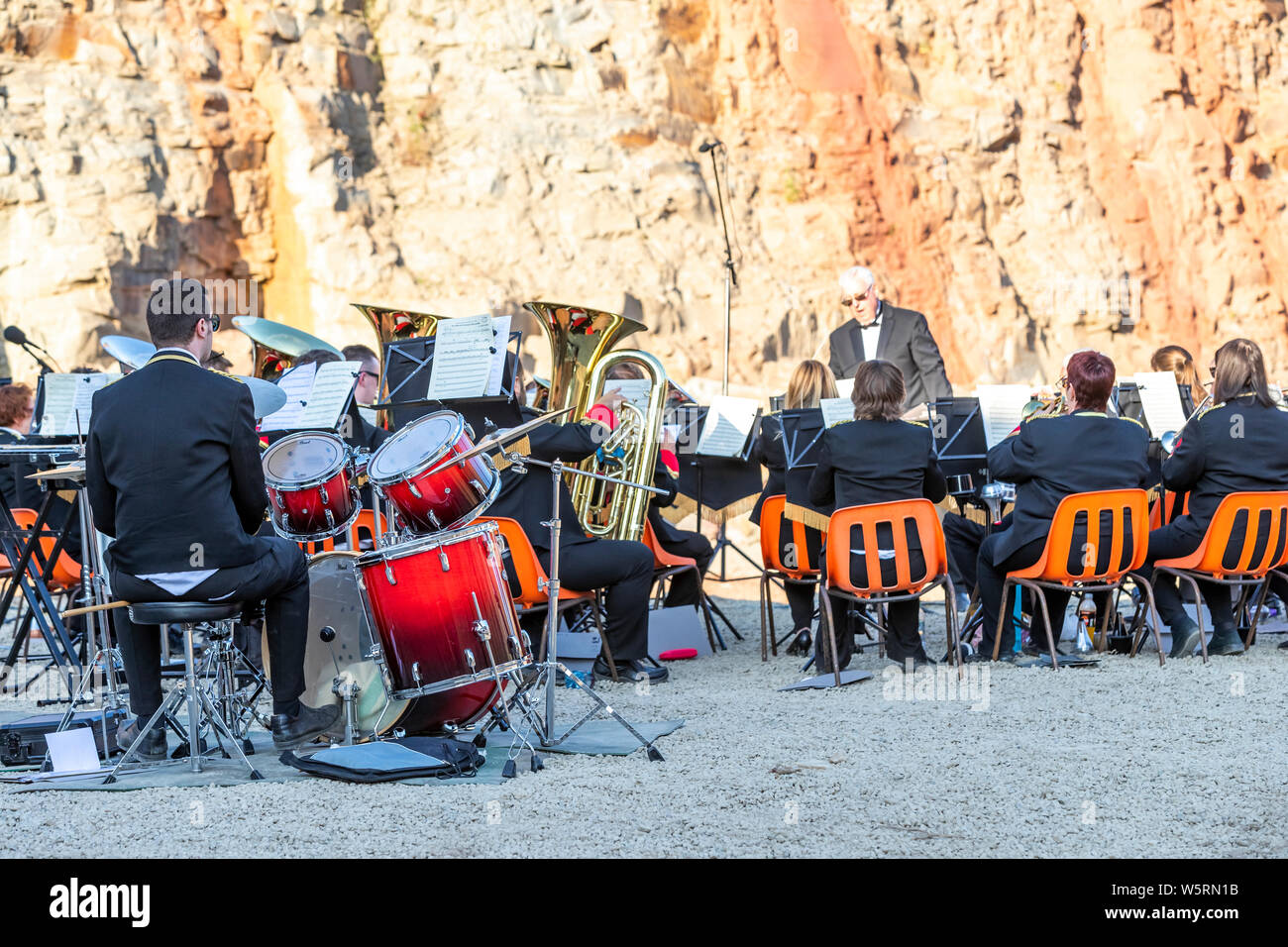 Lydbrook Brass Band play a "Proms in the Quarry" at Barnhill Quarry ...