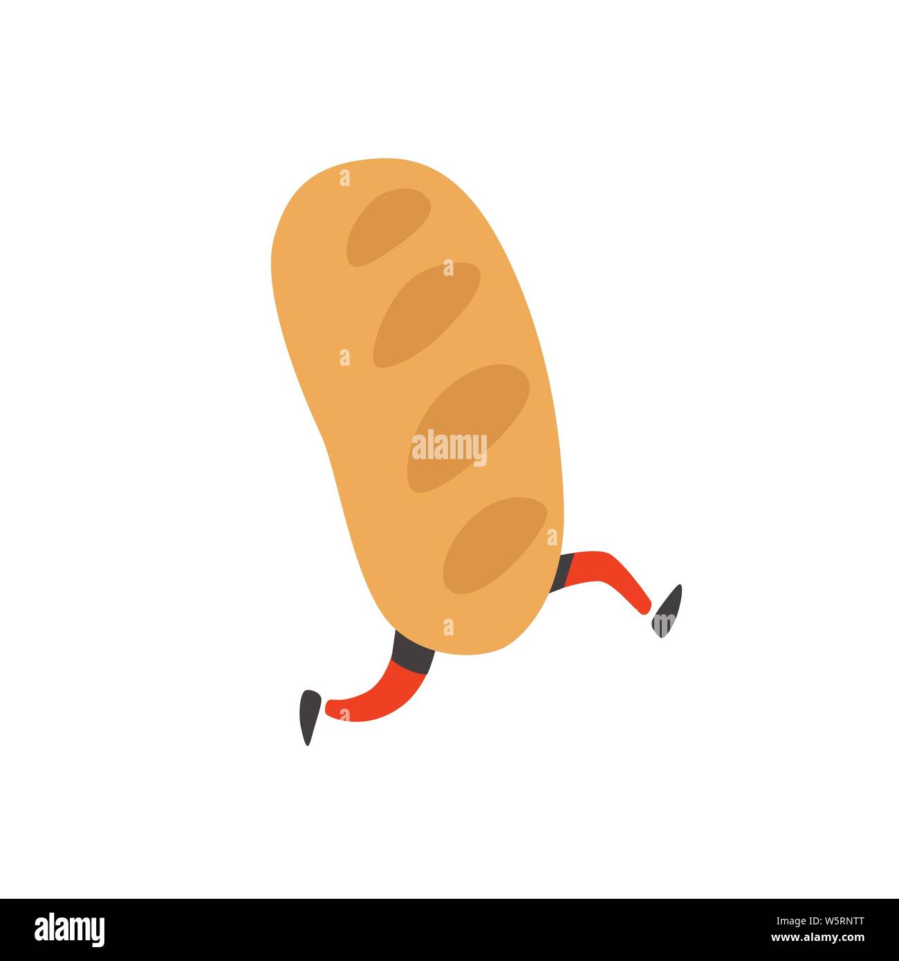 Illustration of a running character. Bread loaf. Vector. Running crispy ...