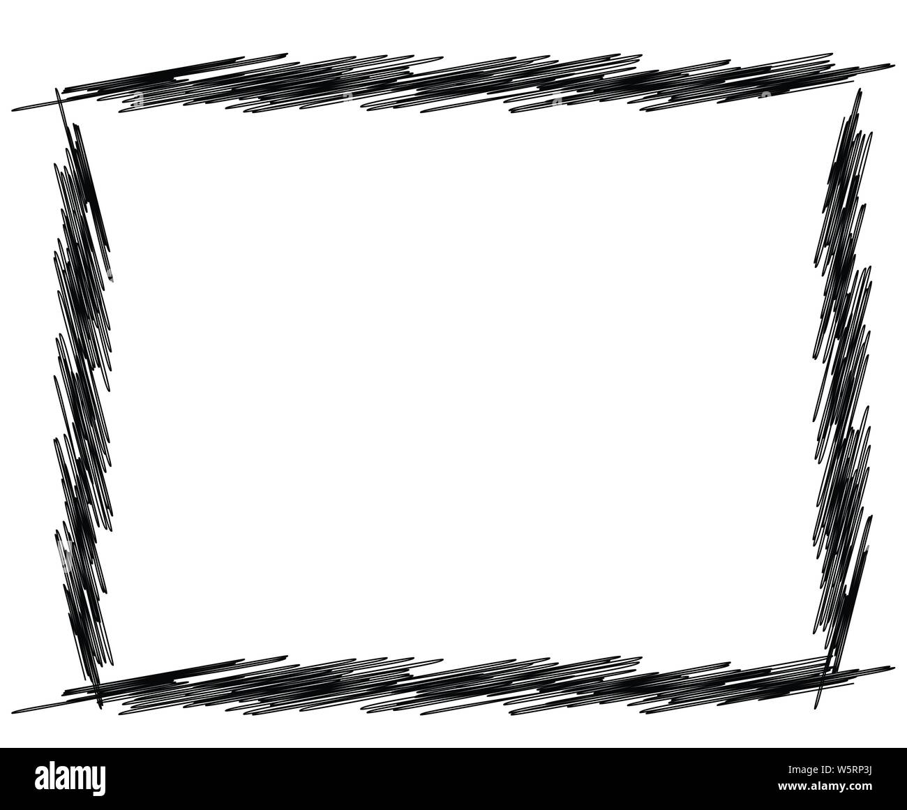 Sketch, scribble rectangular photo / picture frame with white space ...