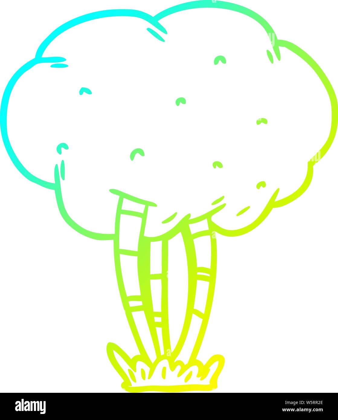 cold gradient line drawing of a Cartoon tree Stock Vector Image & Art ...