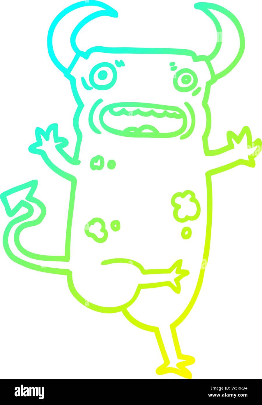 cold gradient line drawing of a cartoon demon Stock Vector Image & Art ...