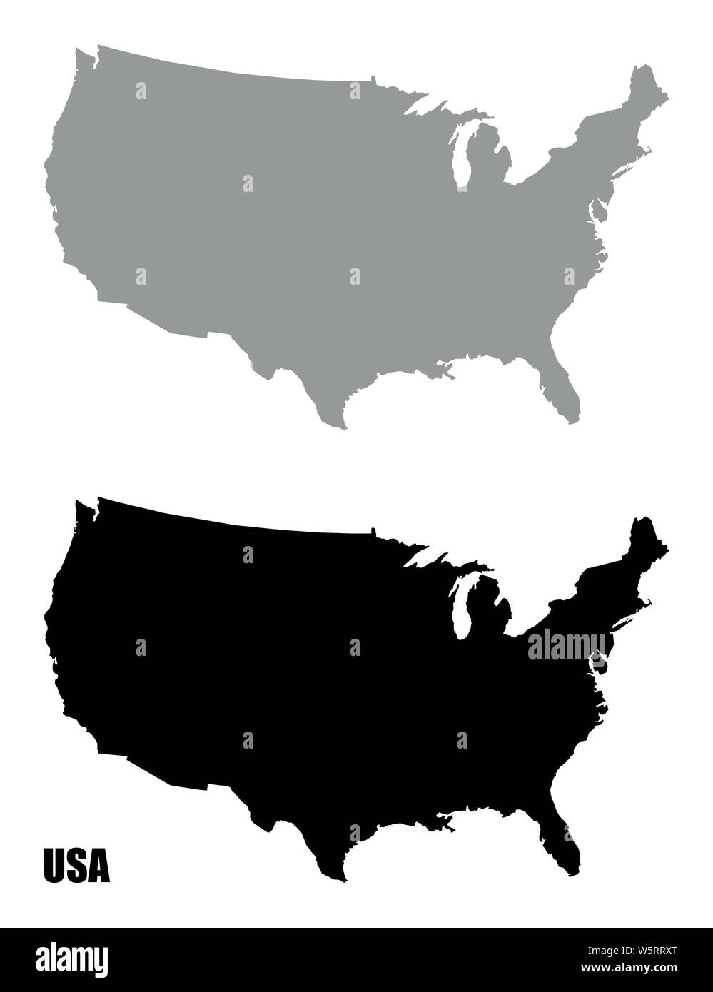 USA silhouette maps isolated on white background Stock Vector Image ...