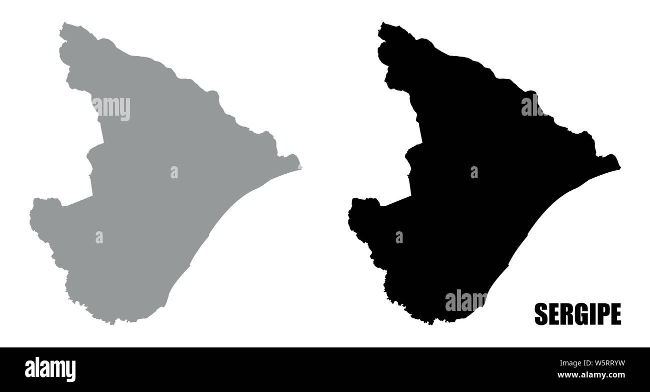 Sergipe State silhouette maps isolated on white background, Brazil ...