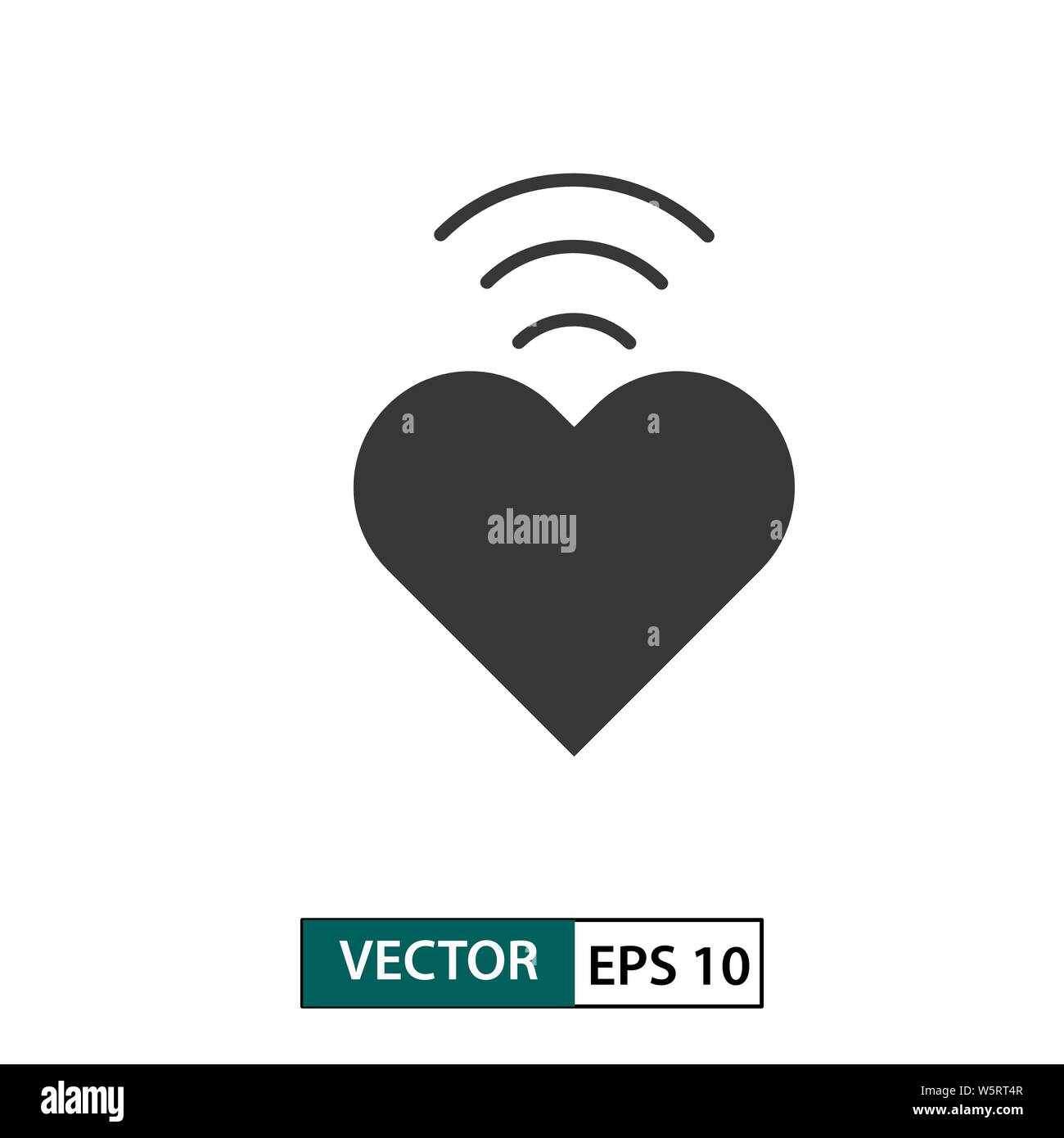 Heart icon with signal bar. Isolated on white background. Vector ...