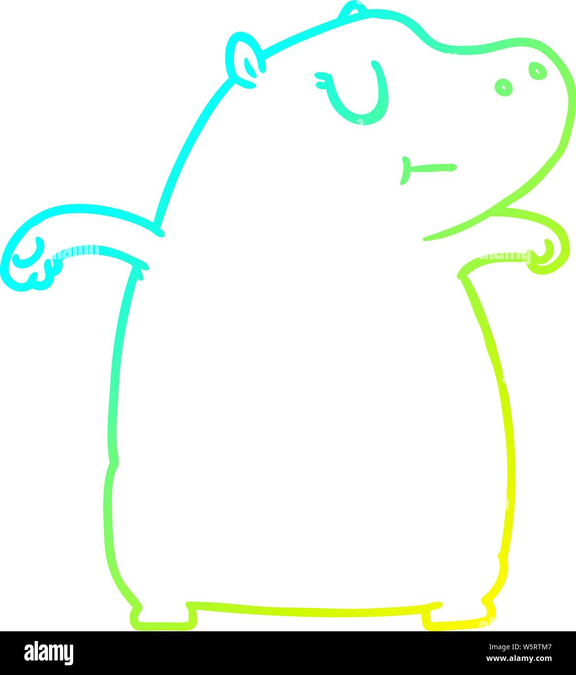 cold gradient line drawing of a cartoon hippo Stock Vector Image & Art ...