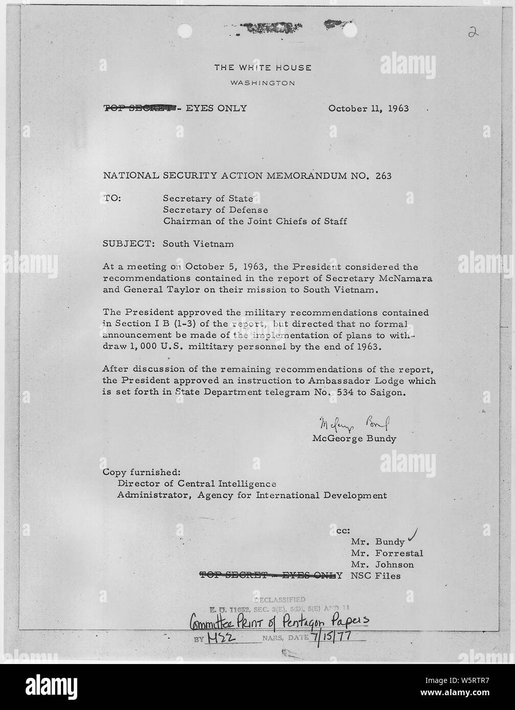 National Security Action Memorandum No. 263; Scope and content ...