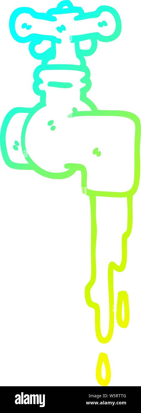 cold gradient line drawing of a cartoon dripping faucet Stock Vector ...