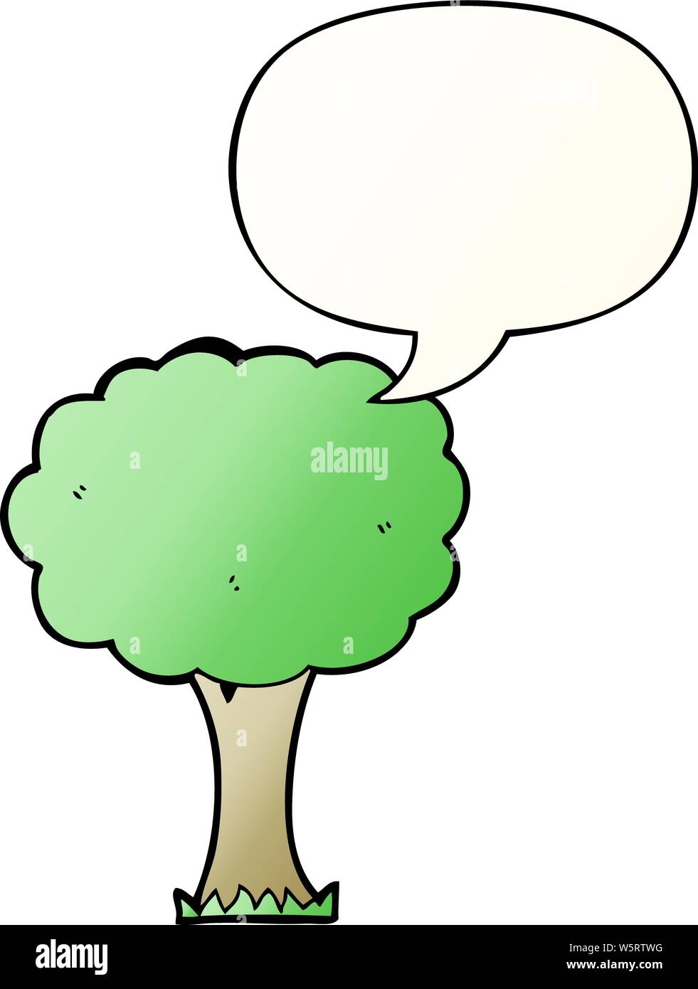 cartoon tree with speech bubble in smooth gradient style Stock Vector ...