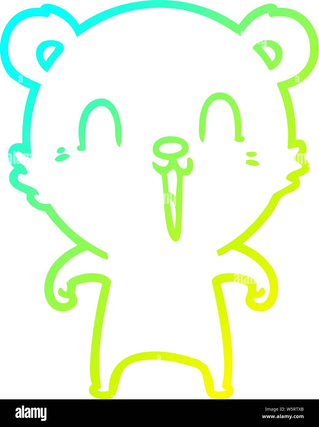 cold gradient line drawing of a happy cartoon bear Stock Vector Image ...