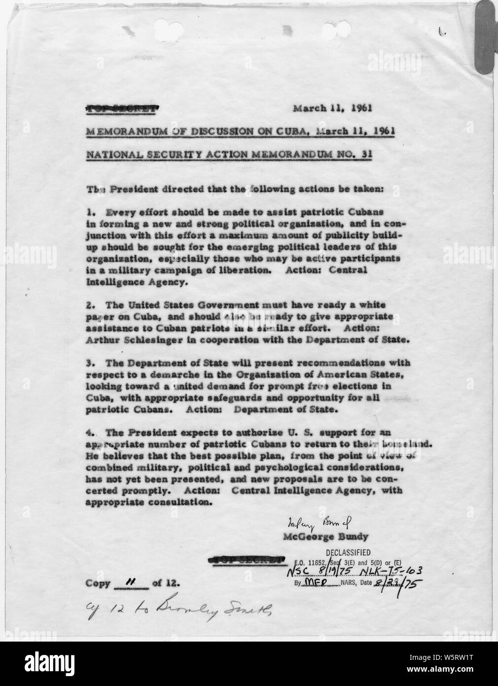 National Security Action Memorandum No. 31 Memo of Discussion on Cuba ...