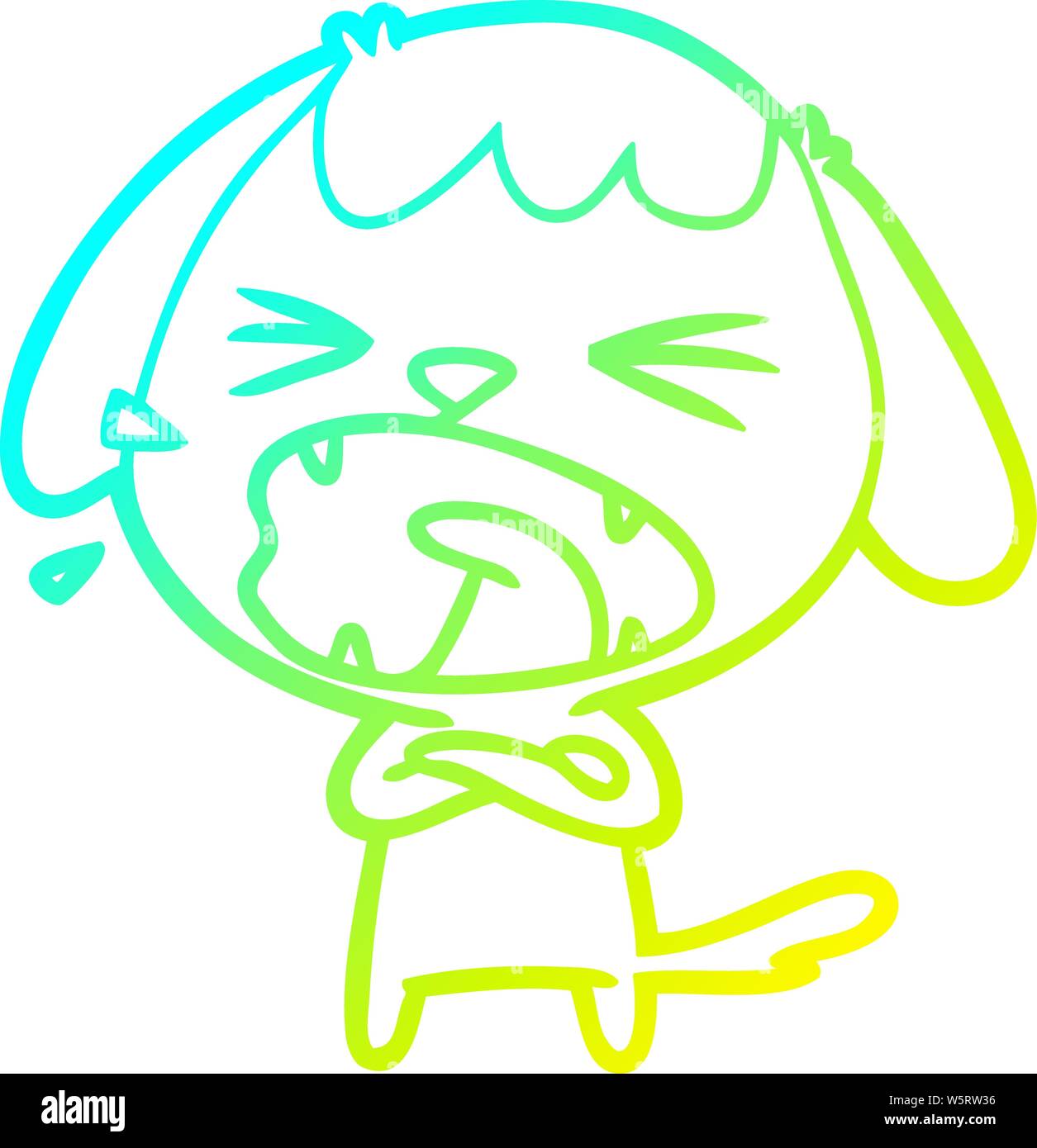 cold gradient line drawing of a cute cartoon dog Stock Vector Image ...