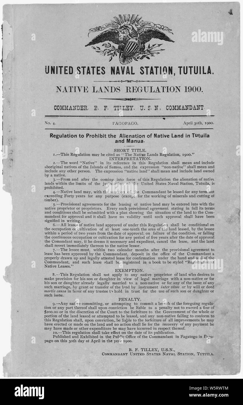Native lands regulation 1900 hi-res stock photography and images - Alamy
