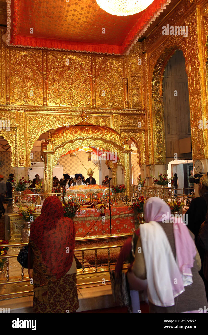 Interiors of a temple, Gurudwara Bangla Sahib, New Delhi, India Stock ...