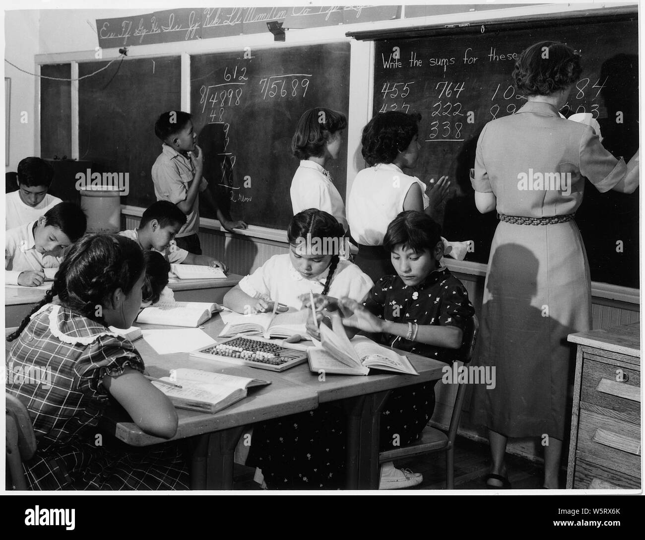 [Navajo students studying mathematics at day school.] Stock Photo - Alamy