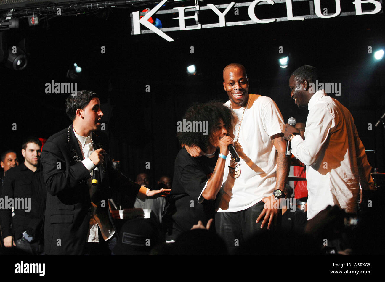 (L-R) Colby O'Donis, Bizzy Bone, Kardinal Offishall, and Akon perform ...