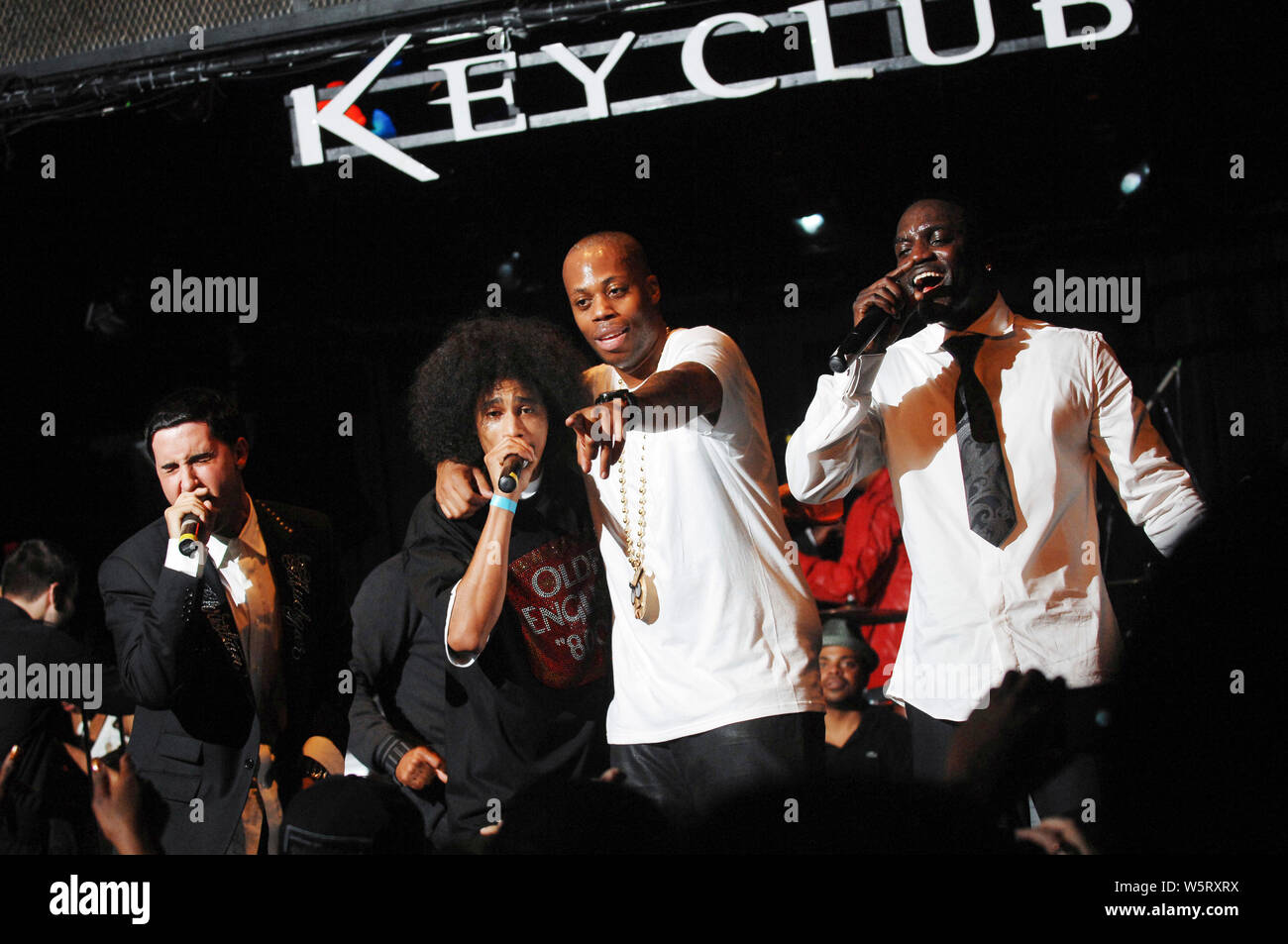 (L-R) Colby O'Donis, Bizzy Bone, Kardinal Offishall, and Akon perform ...