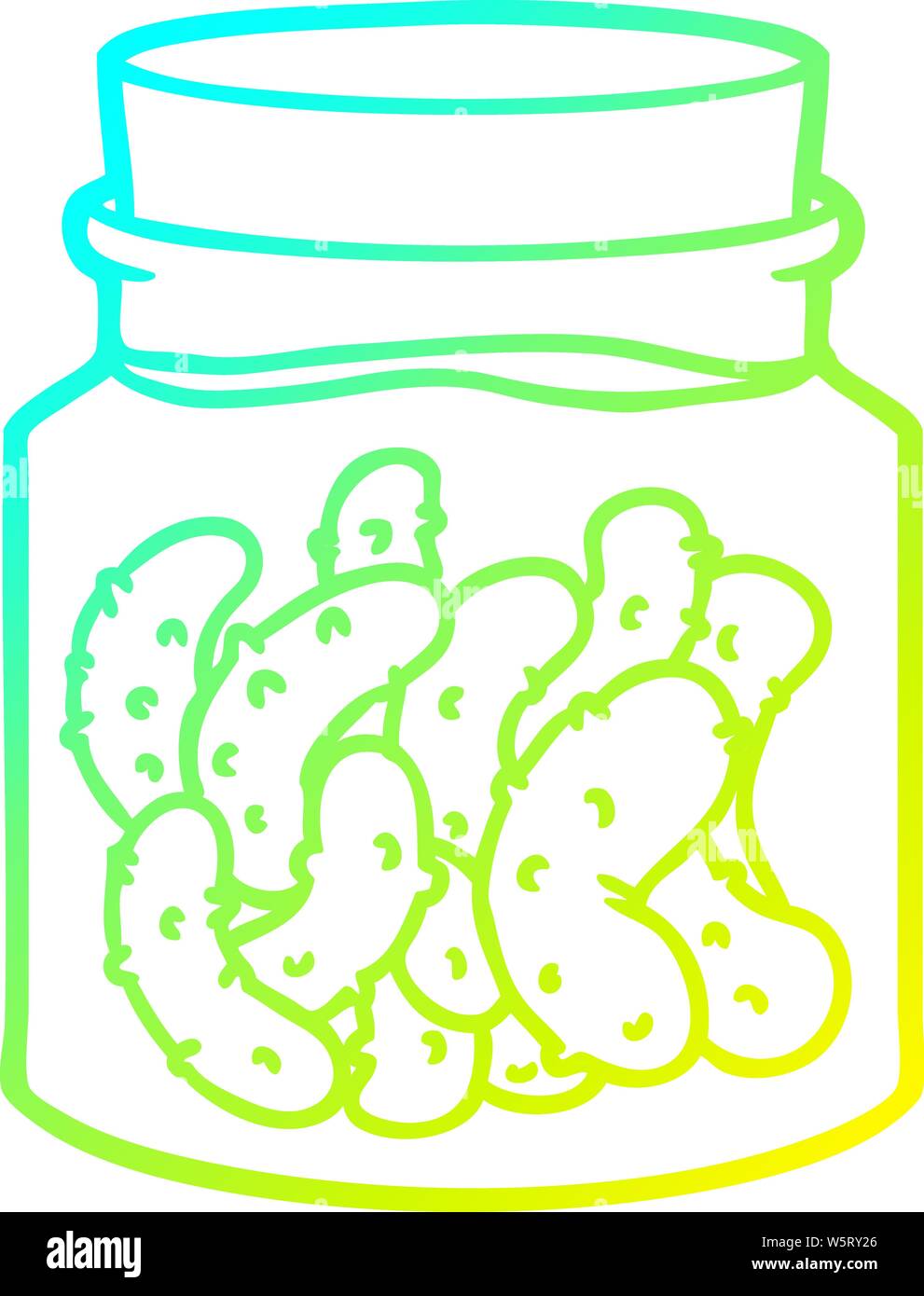 cold gradient line drawing of a cartoon pickled gherkins Stock Vector ...