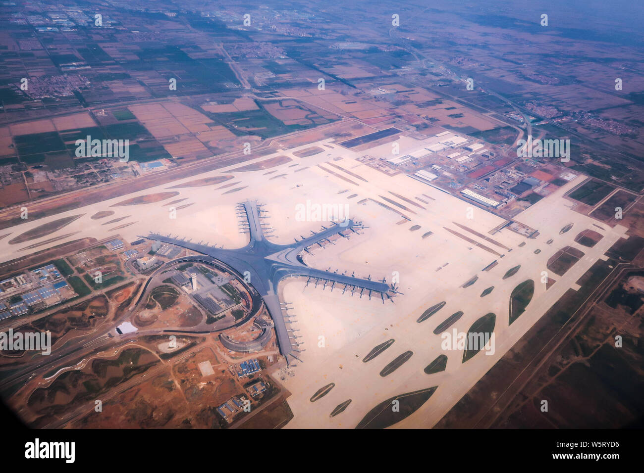 An aerial view of the Qingdao Jiaodong International Airport in Qingdao ...