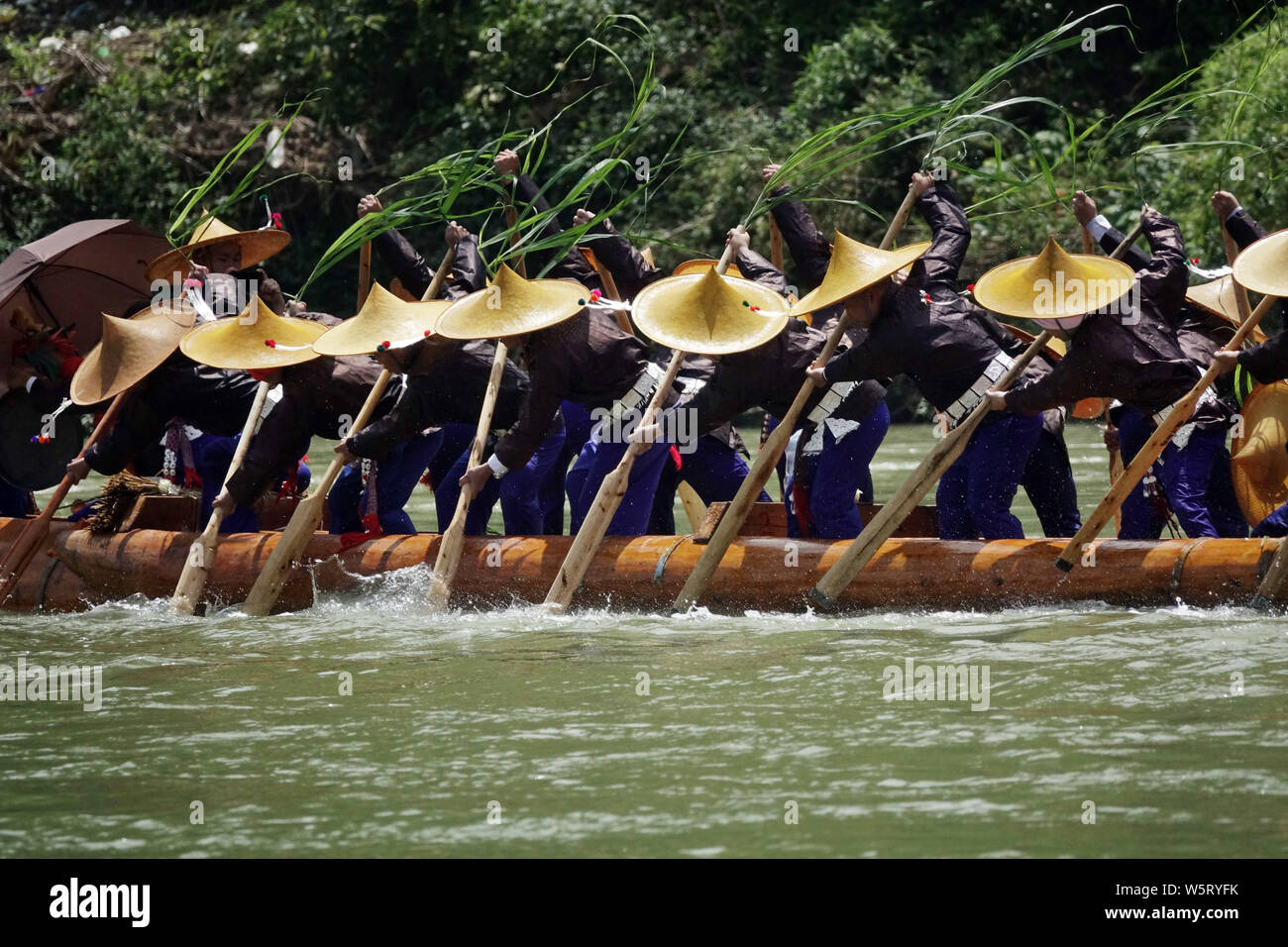 Chinese people of Miao ethnic minority take part in a dragon race ...