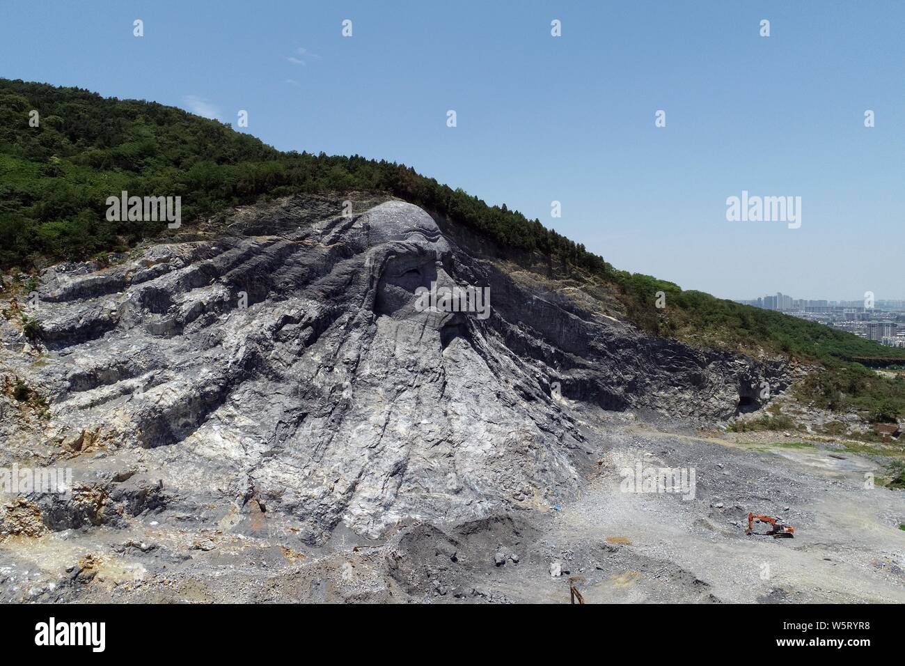The giant sculpture of Fuxi, a culture hero in Chinese legends and ...