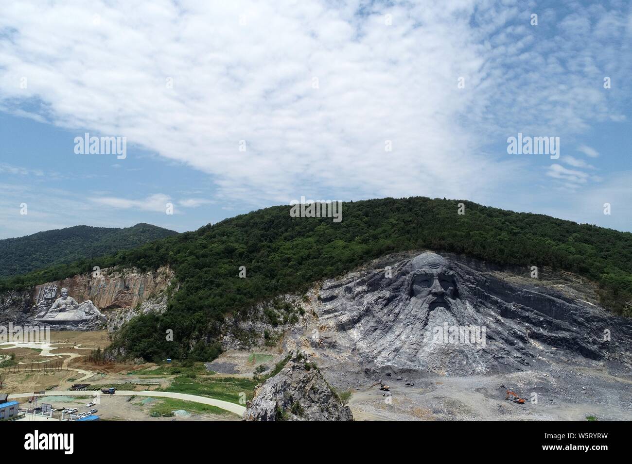 Sculptures of Fuxi, a culture hero in Chinese legends and mythology and ...
