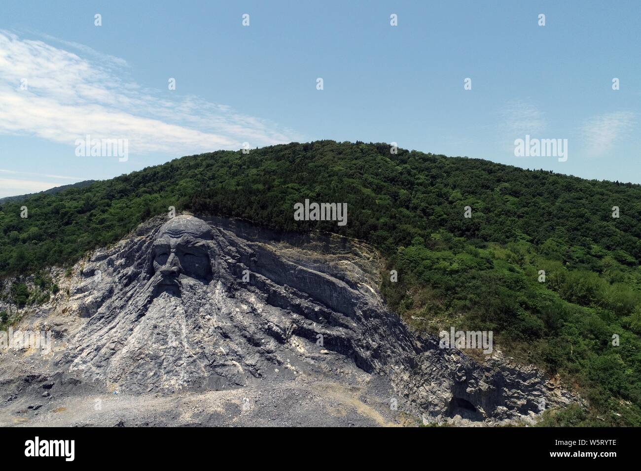 The giant sculpture of Fuxi, a culture hero in Chinese legends and ...