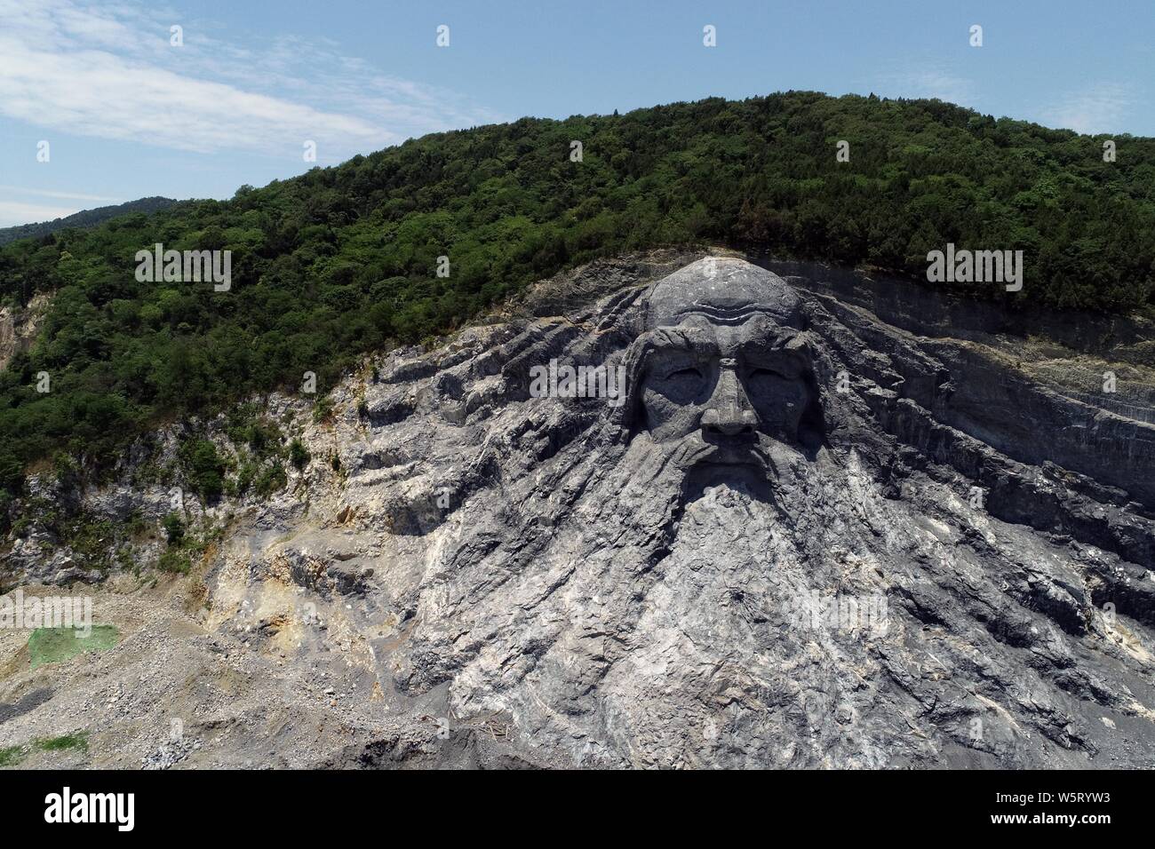 The giant sculpture of Fuxi, a culture hero in Chinese legends and ...