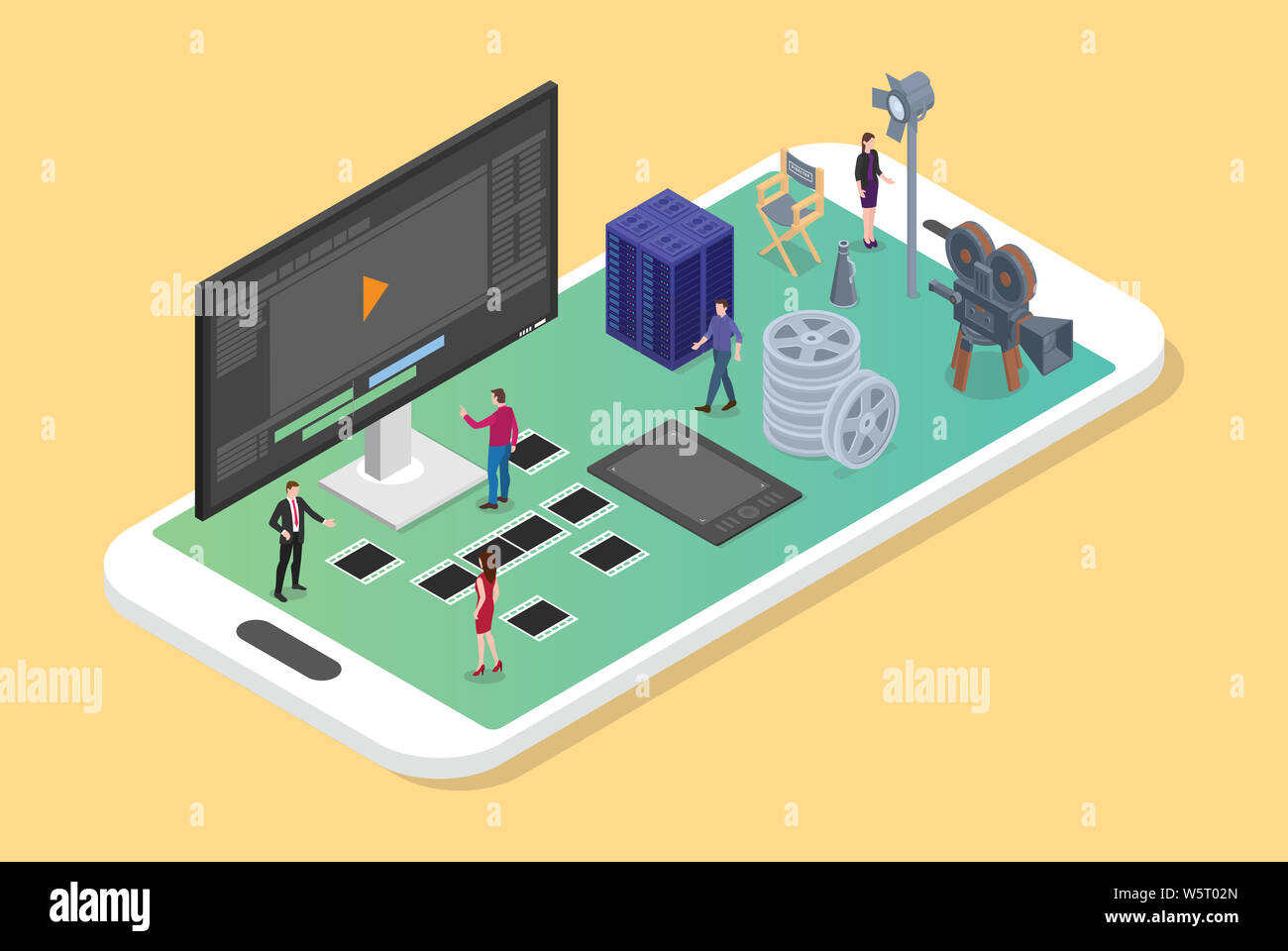 mobile video editing and production on the smartphone with various set ...