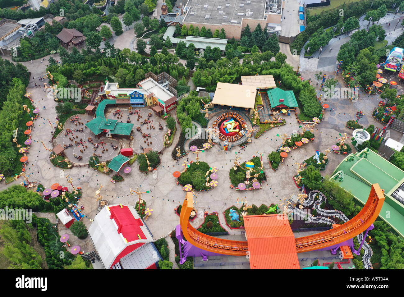An aerial view of Shanghai Disneyland at Shanghai Disney Resort in ...