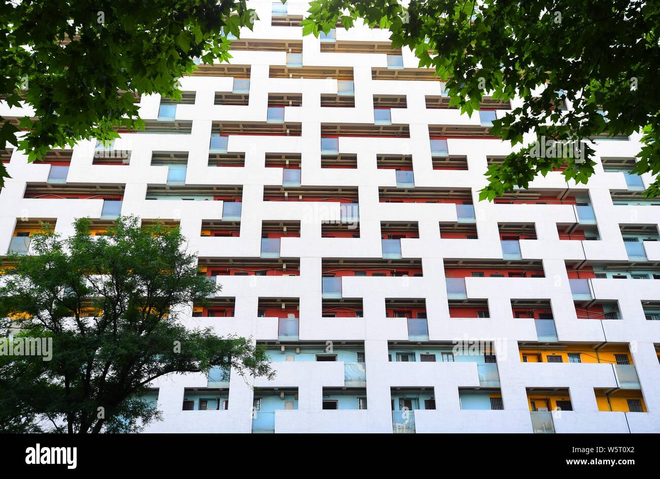 A colorful building features the shape of QR Code on its surface in ...
