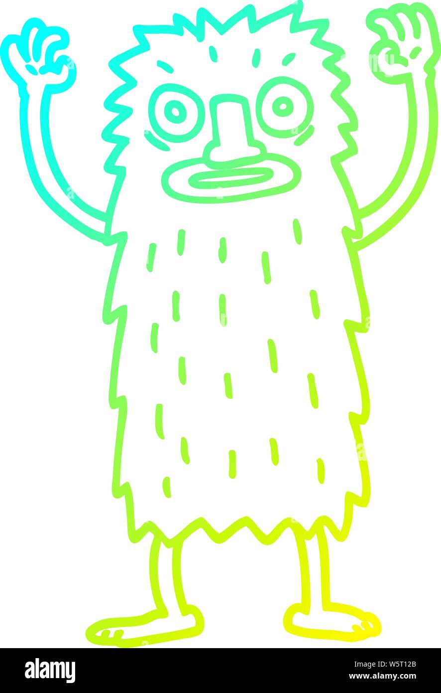 cold gradient line drawing of a cartoon bigfoot creature Stock Vector ...