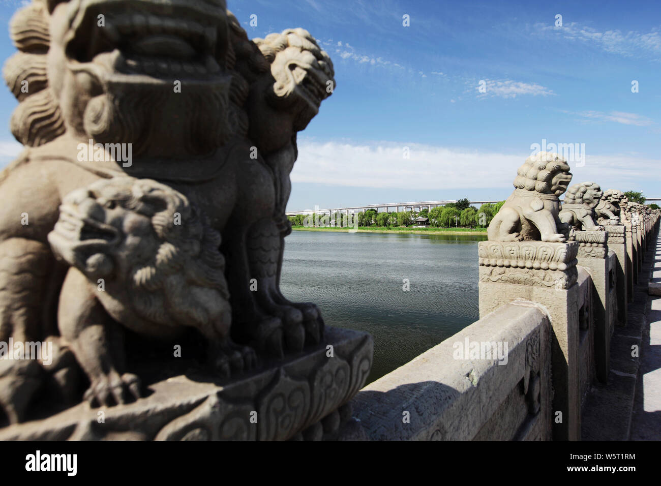 A view of the Lugou Bridge, also known as the Marco Polo Bridge, in ...
