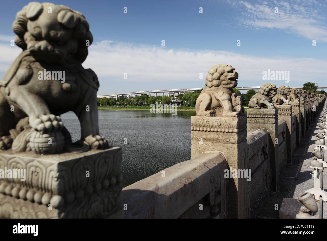 A view of the Lugou Bridge, also known as the Marco Polo Bridge, in ...