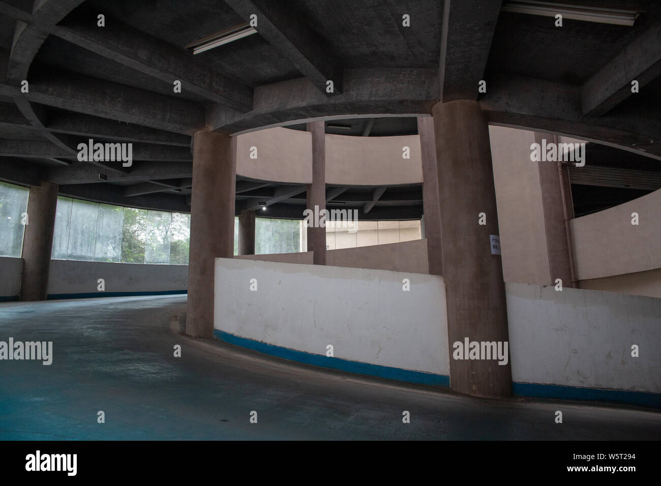 View of the six-story spiral parking lot at a residential area in ...
