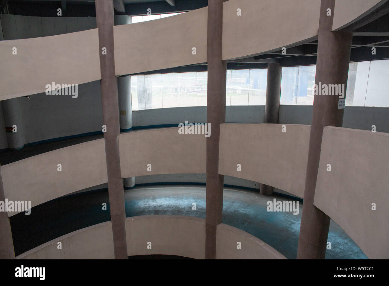 View of the six-story spiral parking lot at a residential area in ...