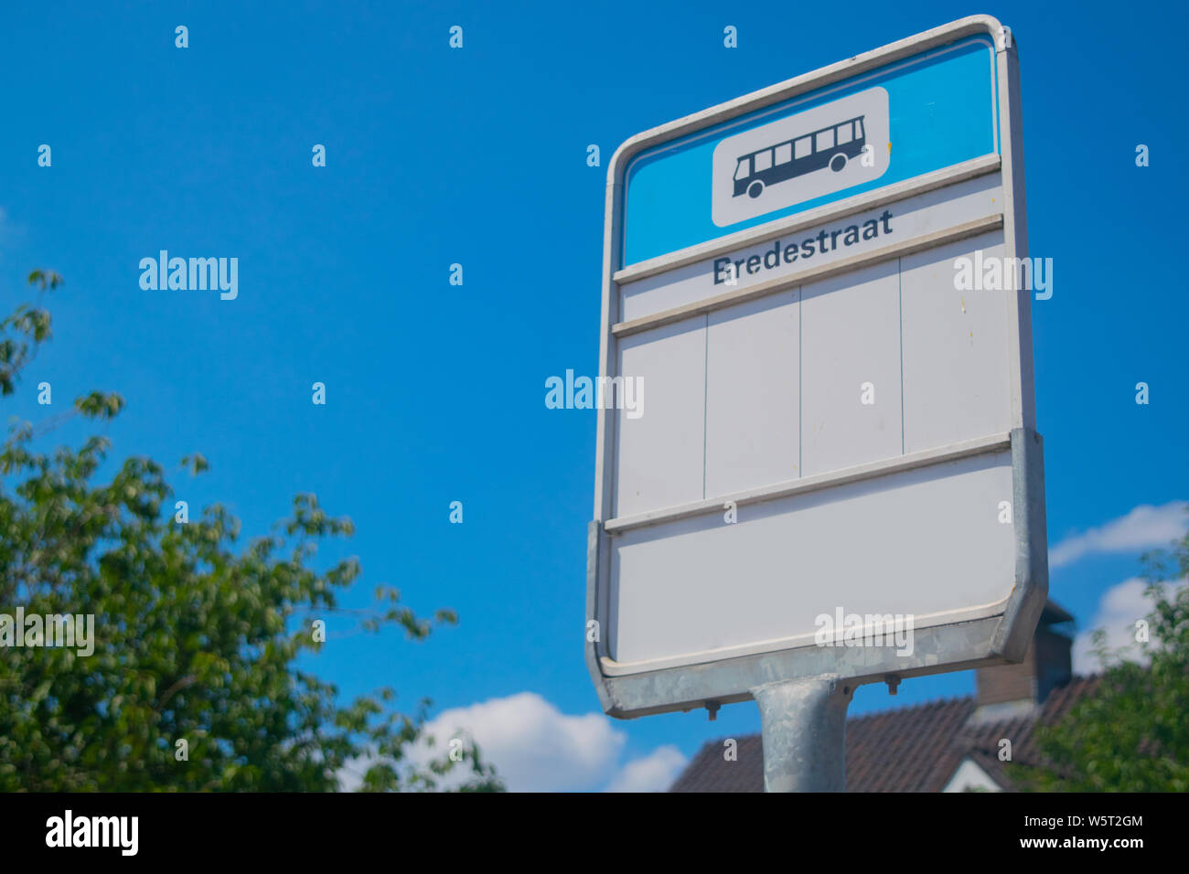 Empty typical Dutch Bus stop sign, Dutch bus sign in the Netherlands ...