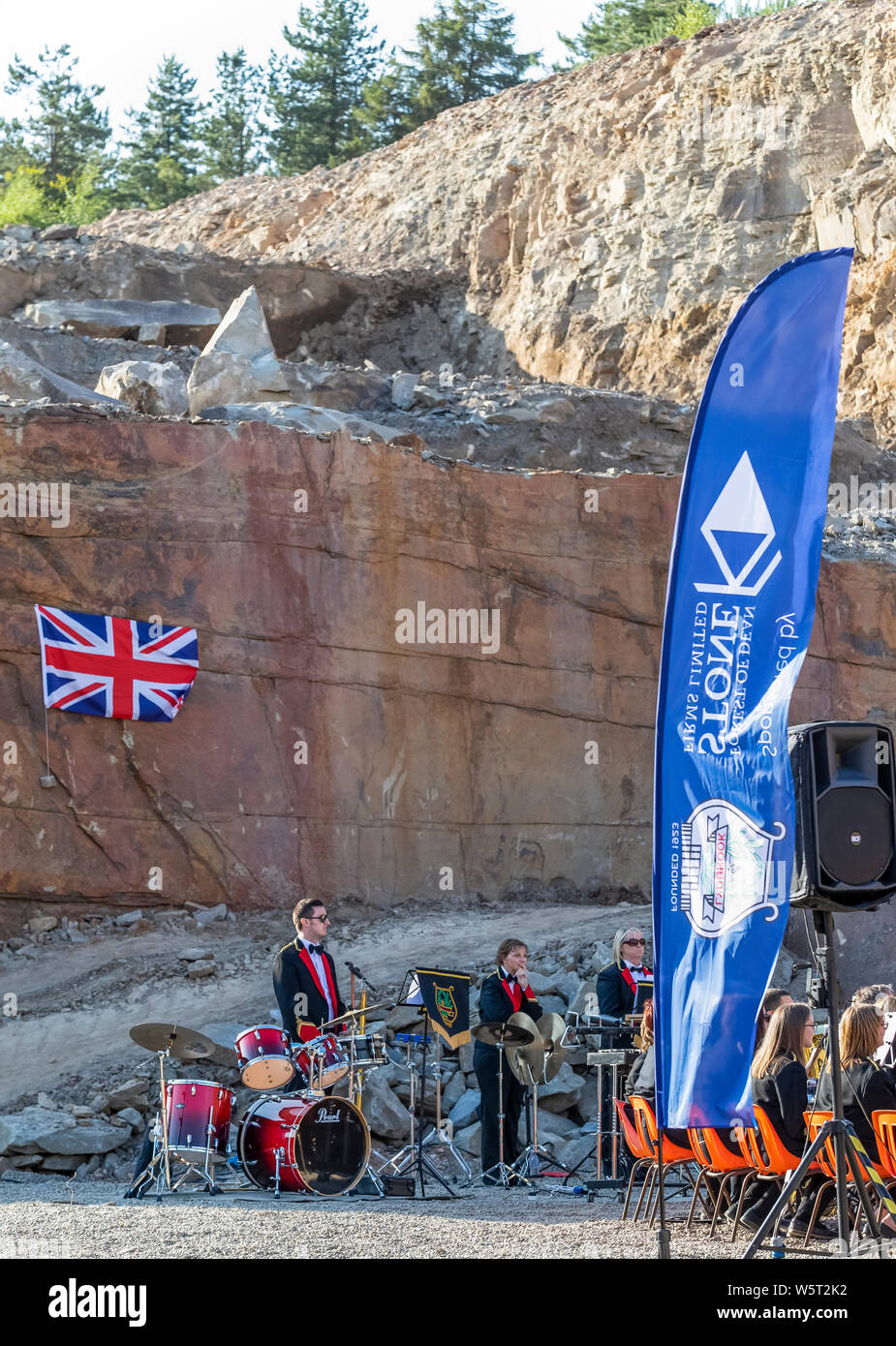 Lydbrook Brass Band play a "Proms in the Quarry" at Barnhill Quarry ...