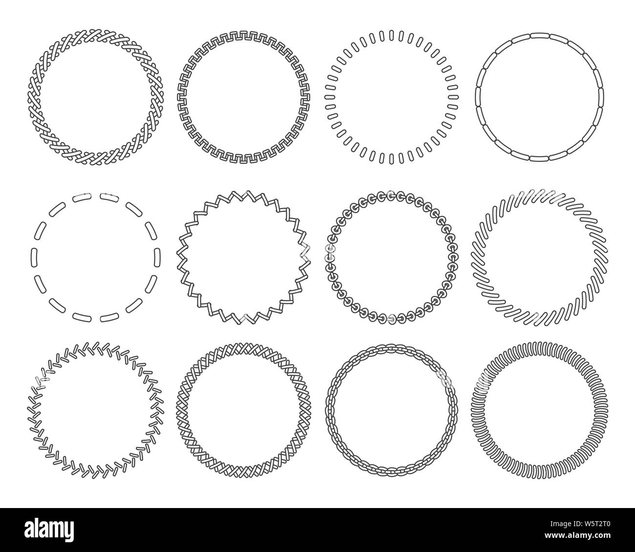 Stitch round border brushes. Vector set Stock Vector Image & Art - Alamy