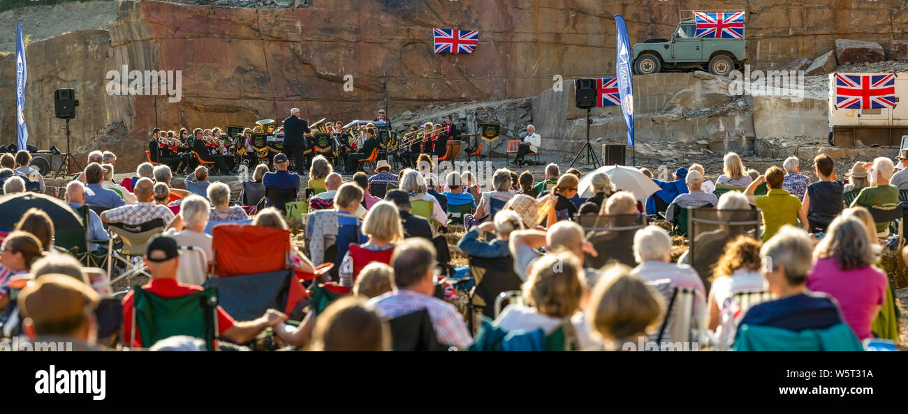 Lydbrook Brass Band play a "Proms in the Quarry" at Barnhill Quarry ...