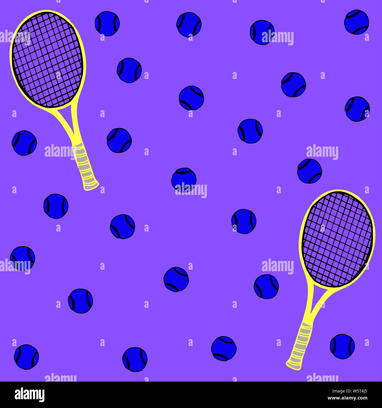 Hand illustration of tennis duel with two tennis rackets and repeated ...