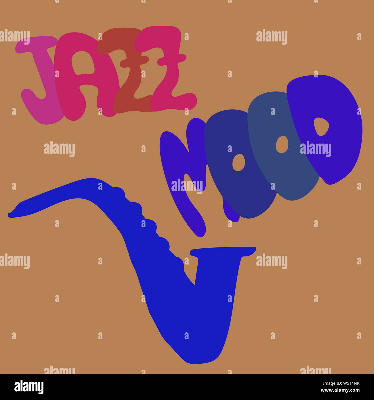 Hand illustration of jazz mood with saxophone with calm, relaxing and ...