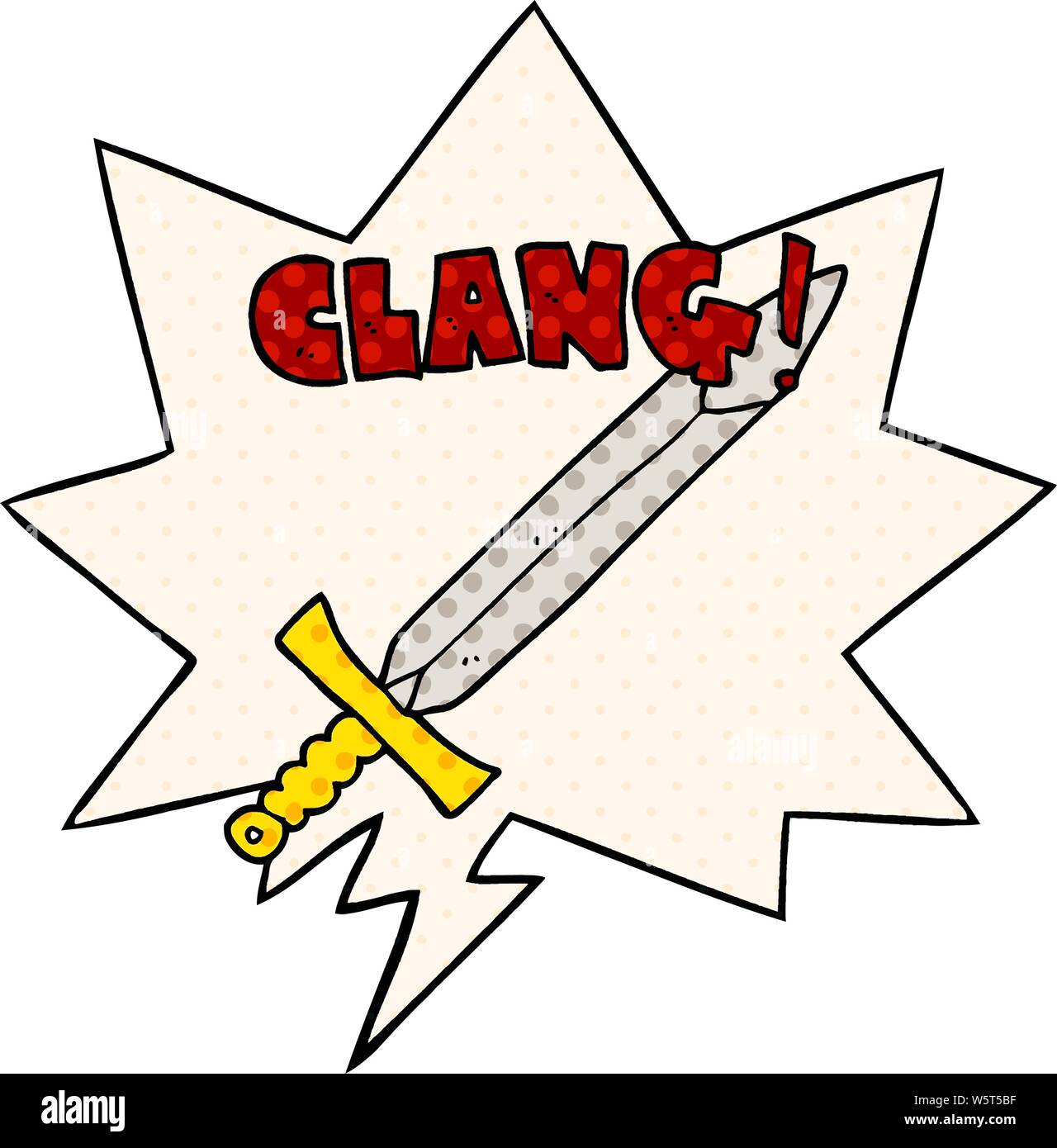 cartoon clanging sword with speech bubble in comic book style Stock ...