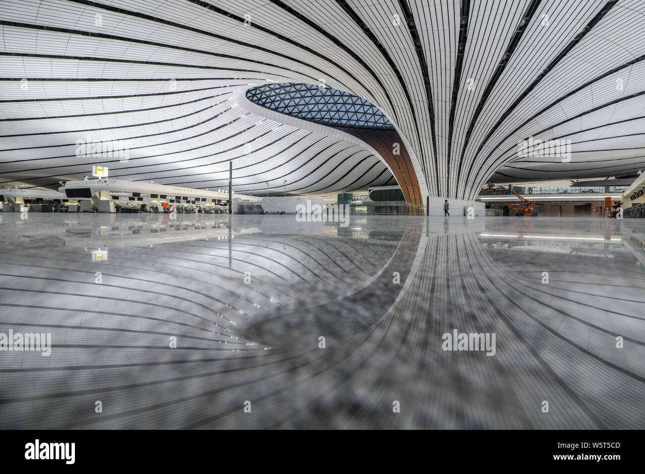 The Beijing Daxing International Airport is illuminated by light ...