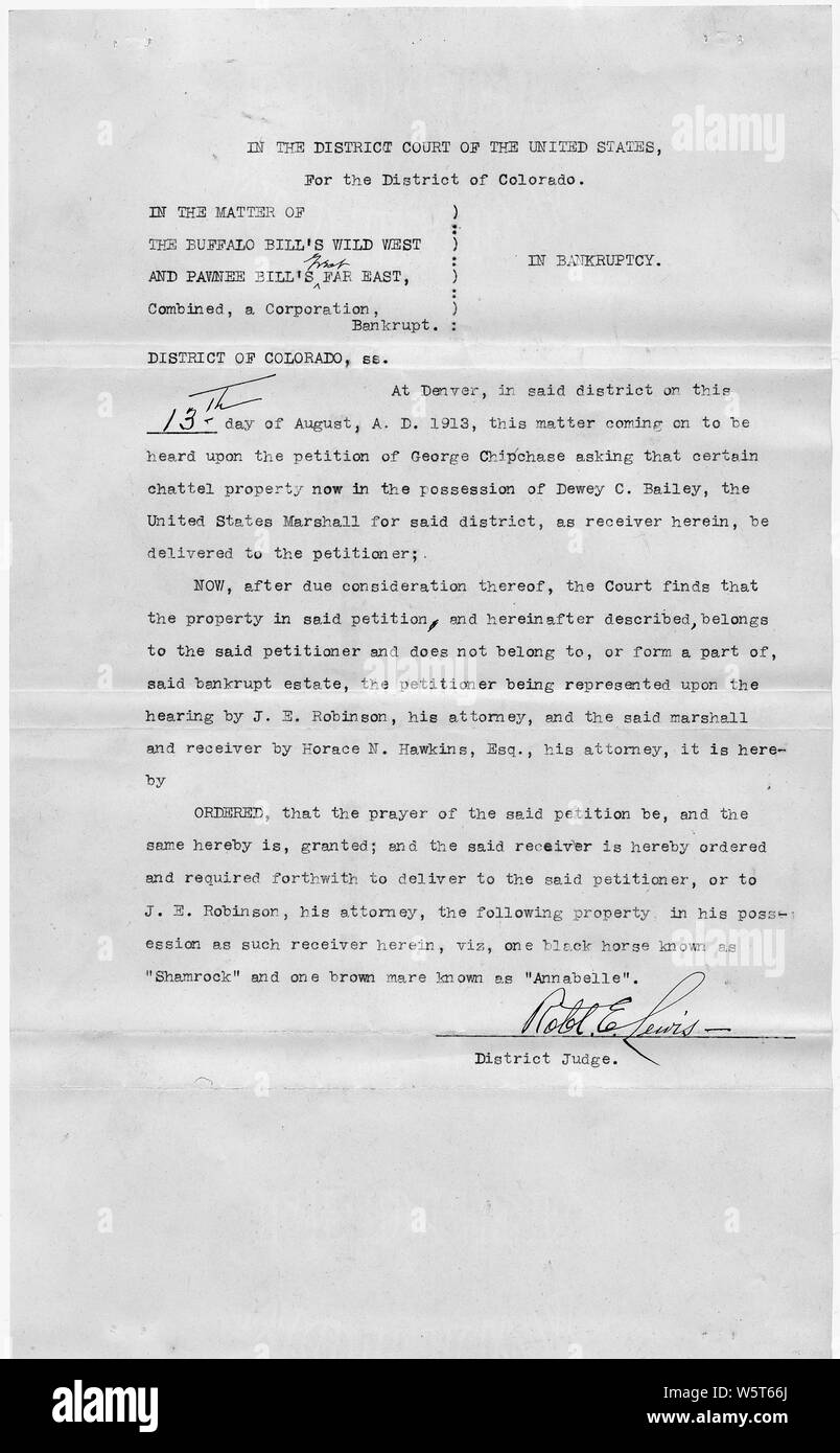 Order directing receiver to deliver certain chattel property to George ...