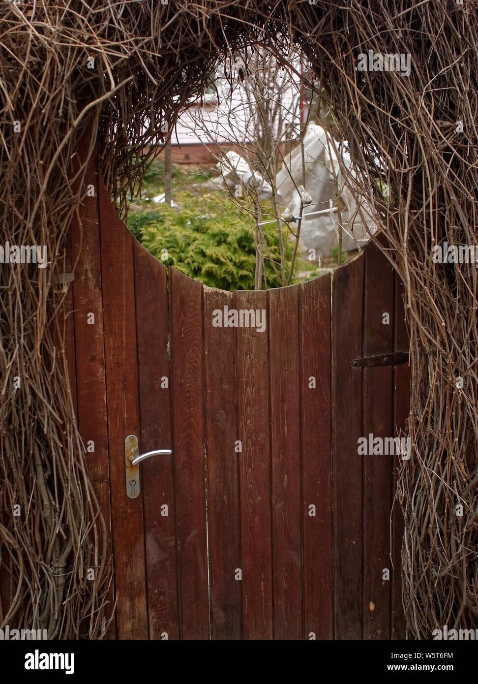 gate with a window in the fence, Russia Stock Photo - Alamy