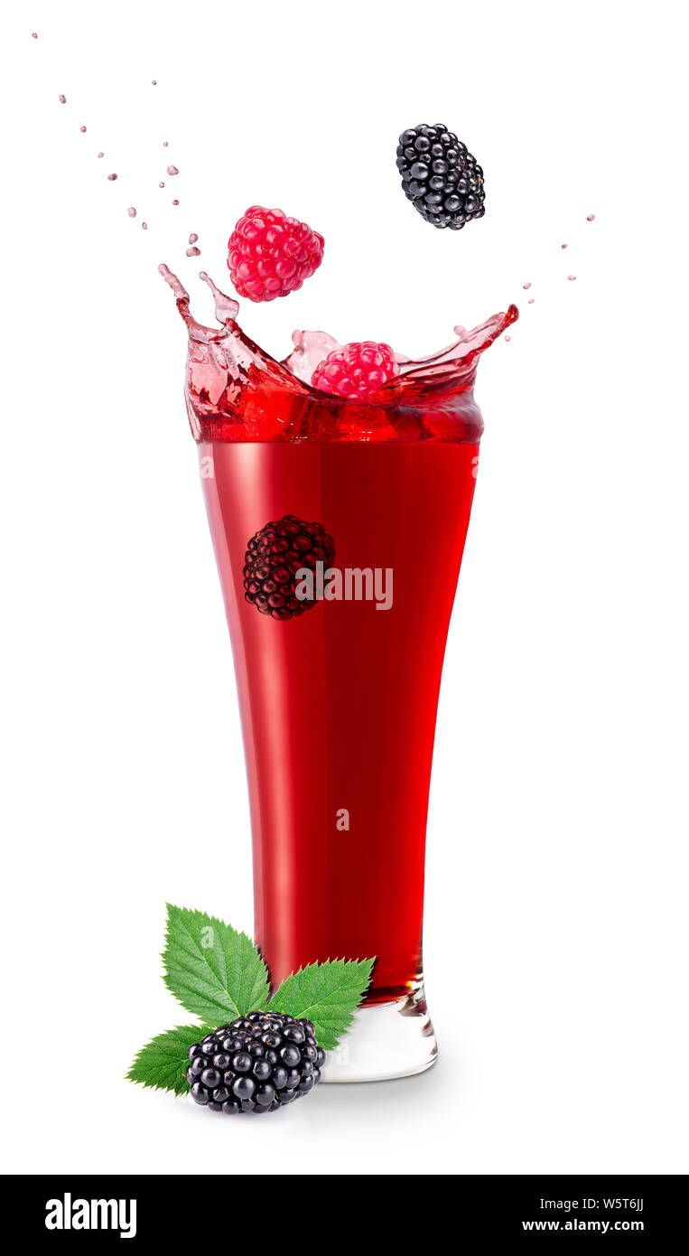 glass of splashing berries juice Stock Photo - Alamy