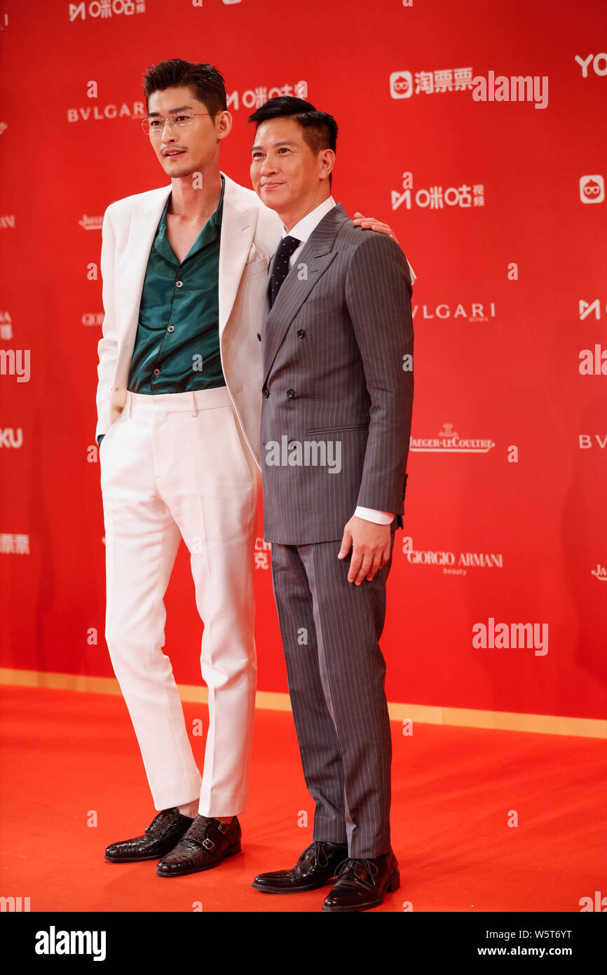 Chinese actor Zhang Han, left, and Hong Kong actor Nick Cheung arrive ...