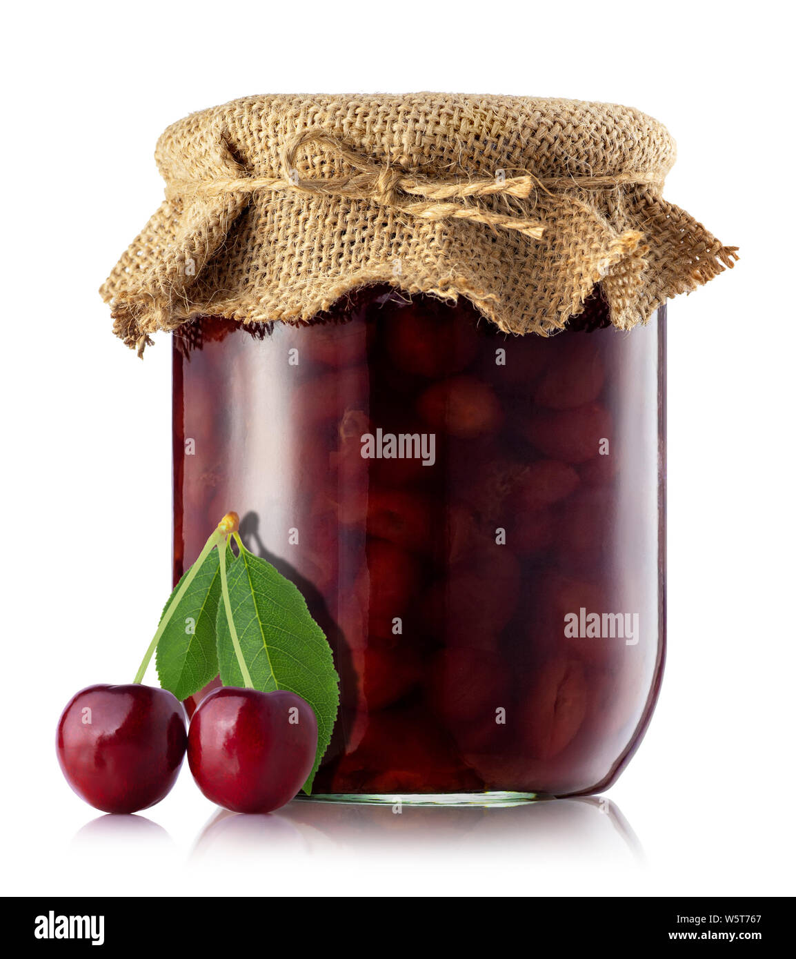 Cherry preserve in glass Cut Out Stock Images & Pictures - Alamy